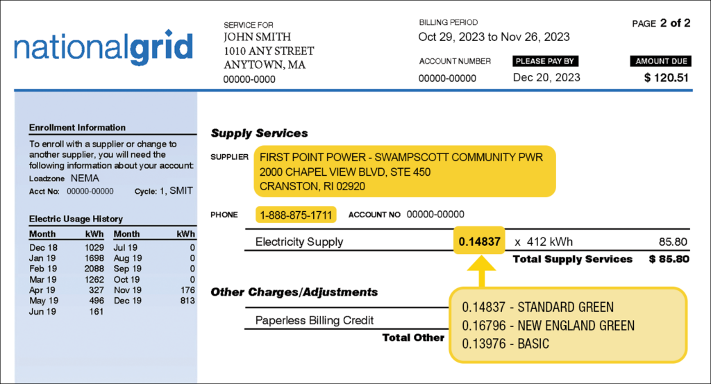 Example National Grid bill - MassPowerChoice.com