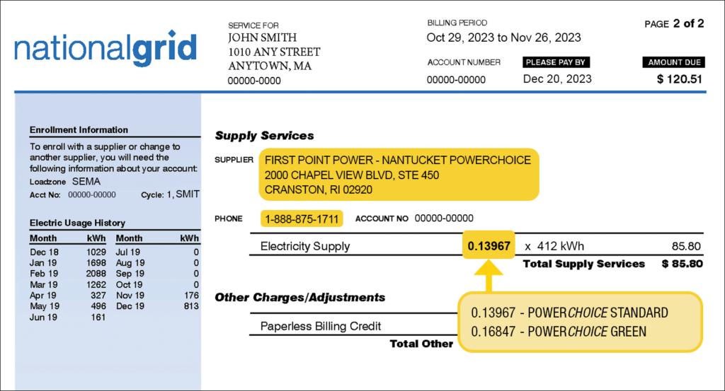 Example National Grid bill - MassPowerChoice.com