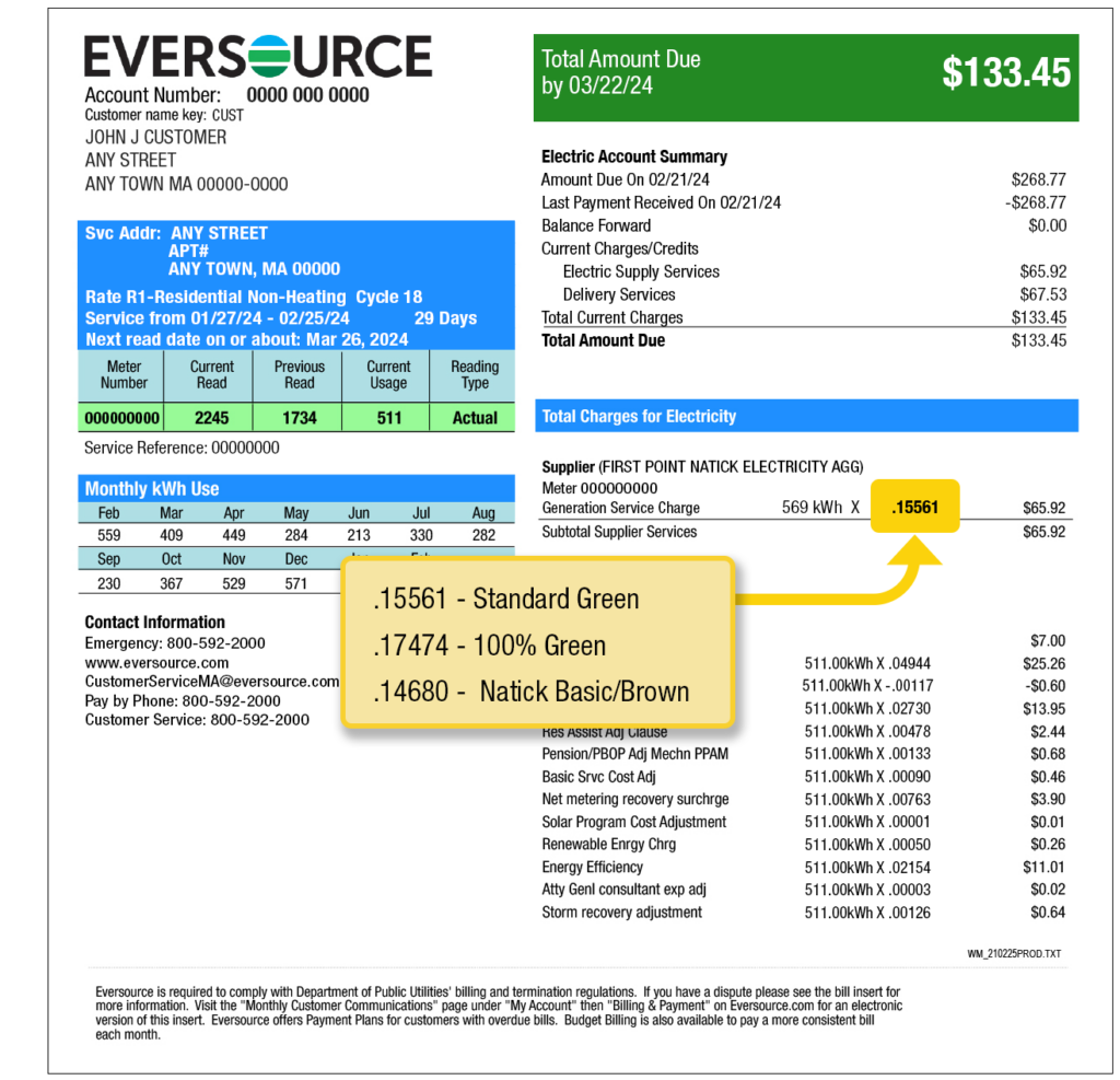 Example Eversource bill - MassPowerChoice.com